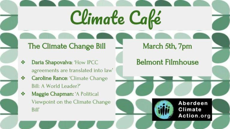 Aberdeen Climate Cafe poster - Friends of the Earth Scotland